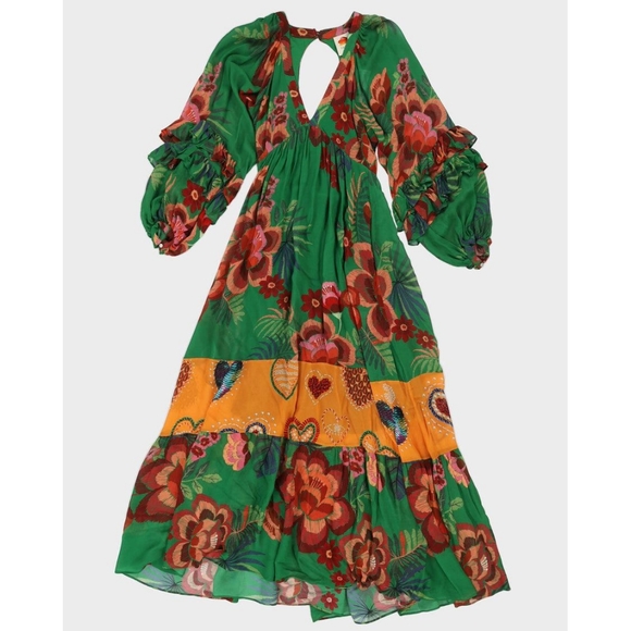 FARM Rio | Dresses | Farm Rio Artisanal Ruffle Ballon Sleeve Floral ...